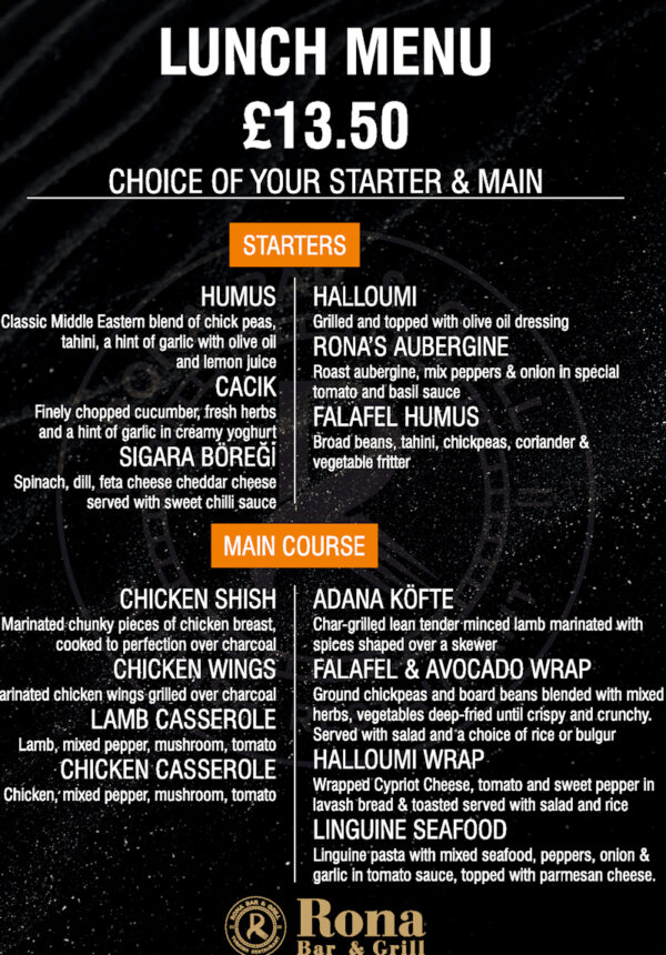 LUNCH MENU – Rona Bar and Grill